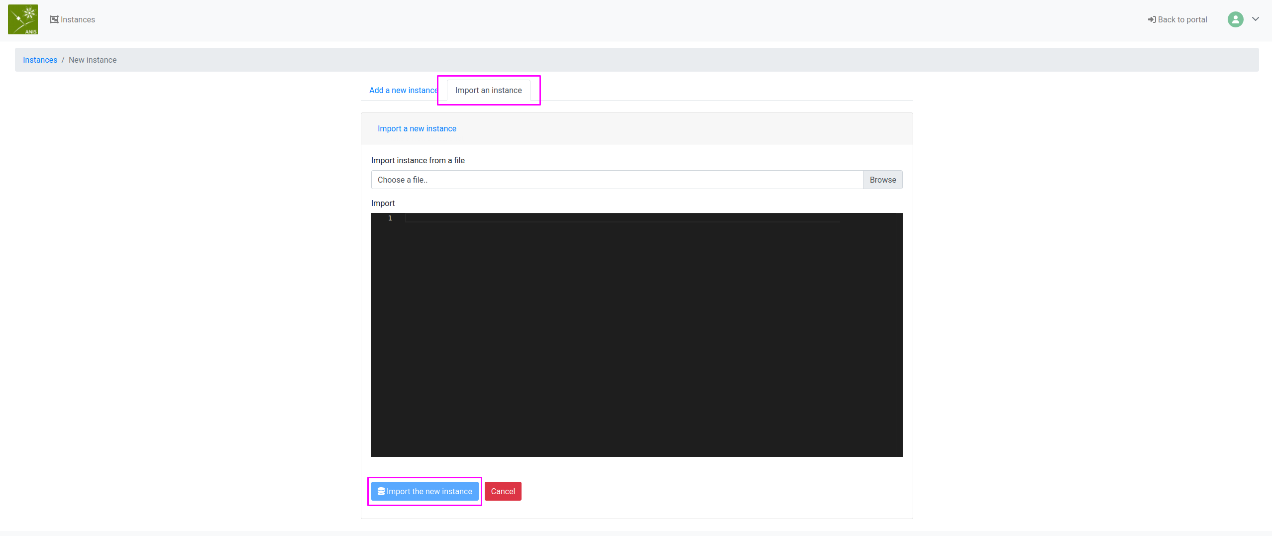Instance administration - ANIS Documentation